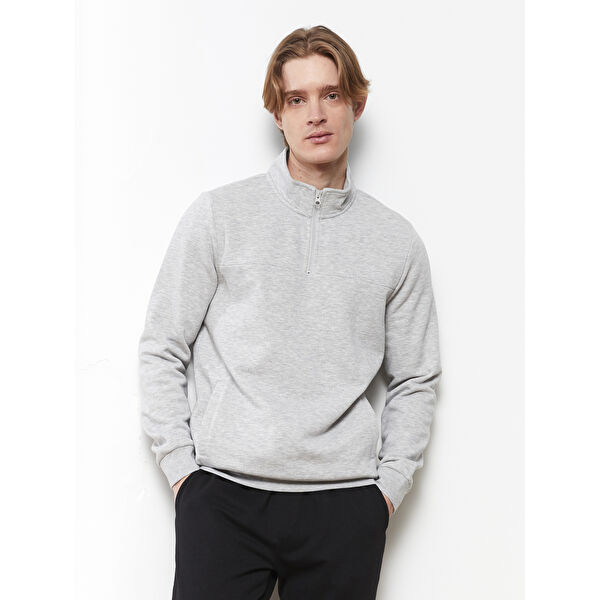 LCW BASIC Dik Yaka Uzun Kollu Erkek Sweatshirt
