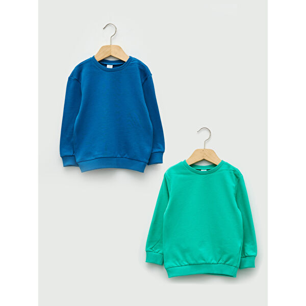 Bisiklet Yaka Uzun Kollu Basic Erkek Bebek Sweatshirt 2'li Bisiklet Yaka Uzun Kollu Basic Erkek Bebek Sweatshirt 2'li
