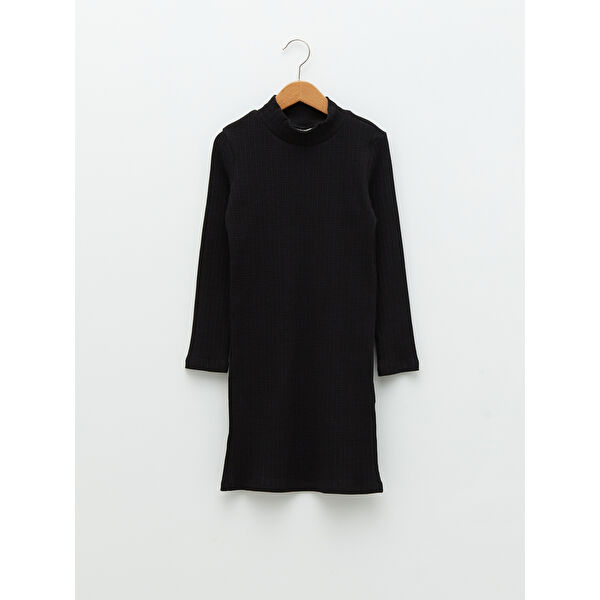 Yarım Balıkça Yaka Basic Uzun Kollu Kız Çocuk Elbise