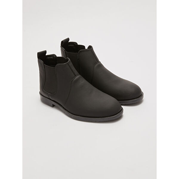 Deri Görünümlü Yanları Lastikli Erkek Bot Deri Görünümlü Yanları Lastikli Erkek Bot