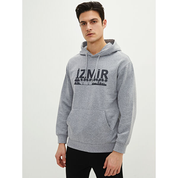 Oversize Kapüşonlu Uzun Kollu İzmir Baskılı Erkek Sweatshirt Oversize Kapüşonlu Uzun Kollu İzmir Baskılı Erkek Sweatshirt