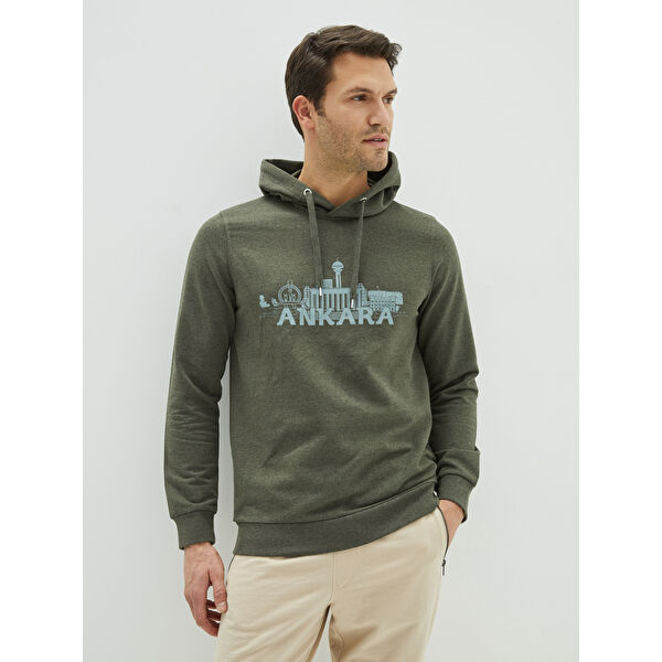 Kapüşonlu Uzun Kollu Ankara Baskılı Erkek Sweatshirt Kapüşonlu Uzun Kollu Ankara Baskılı Erkek Sweatshirt
