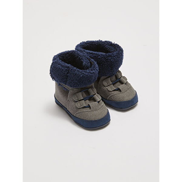 Kürk Detaylı Cırt Cırtlı Yürüme Öncesi Erkek Bebek Ayakkabısı