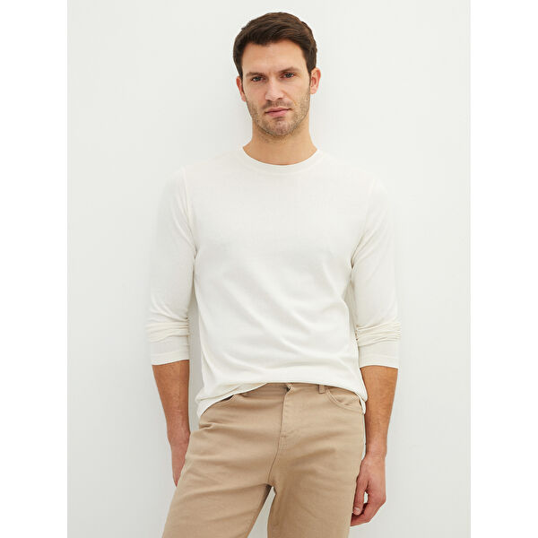 LCW BASIC Bisiklet Yaka Uzun Kollu Penye Erkek Tişört