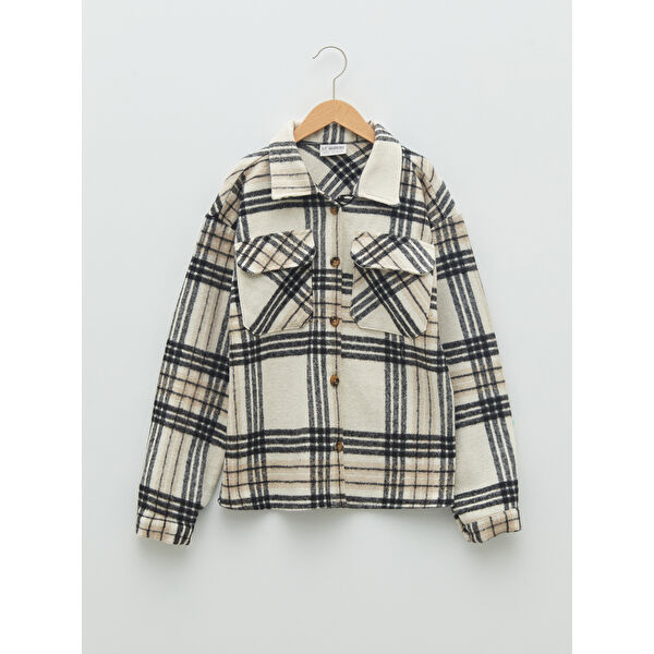 Ekose Uzun Kollu Gabardin Kız Çocuk Gömlek