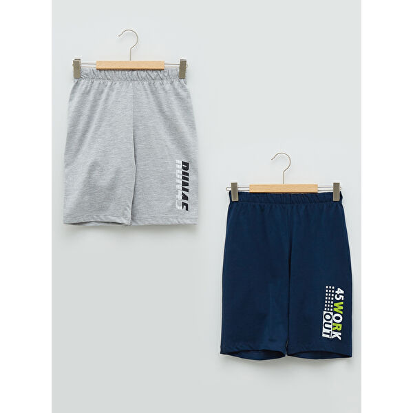 Beli Lastikli Baskılı Erkek Çocuk Pijama Şort 2'li