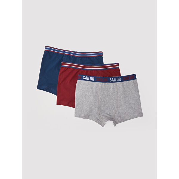 Yazı Baskılı Pamuklu Erkek Çocuk Boxer 3'lü