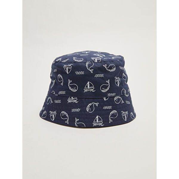 Baskılı Poplin Erkek Bebek Şapka