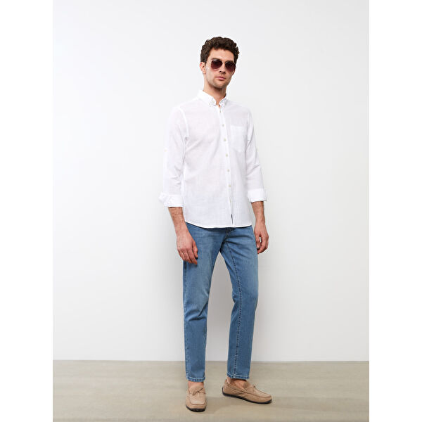 LCW BASIC Regular Fit Uzun Kollu Keten Erkek Gömlek LCW BASIC Regular Fit Uzun Kollu Keten Erkek Gömlek