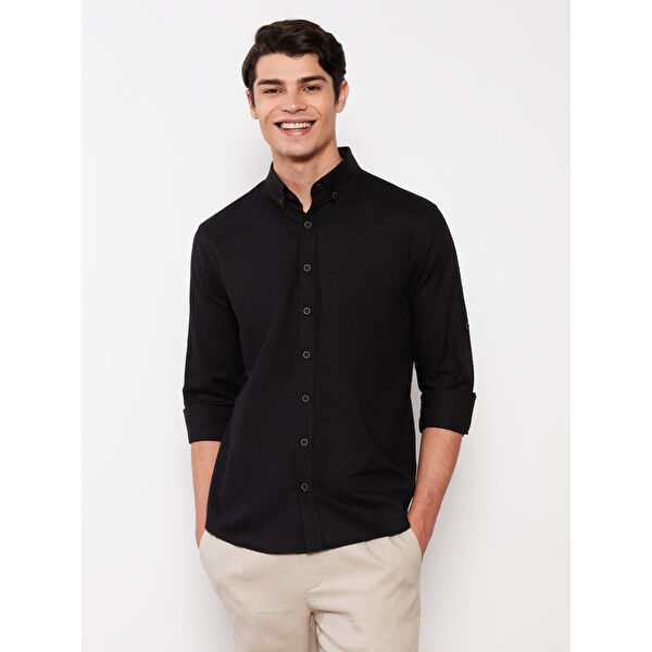 LCW BASIC Regular Fit Uzun Kollu Keten Erkek Gömlek LCW BASIC Regular Fit Uzun Kollu Keten Erkek Gömlek
