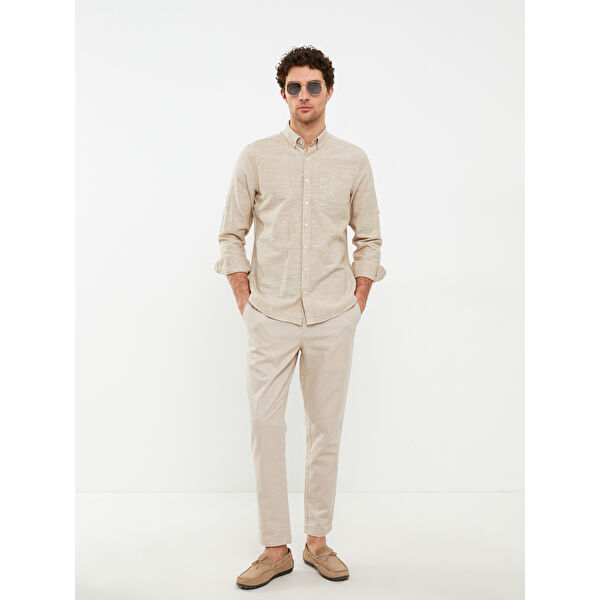 LCW BASIC Regular Fit Uzun Kollu Keten Erkek Gömlek LCW BASIC Regular Fit Uzun Kollu Keten Erkek Gömlek