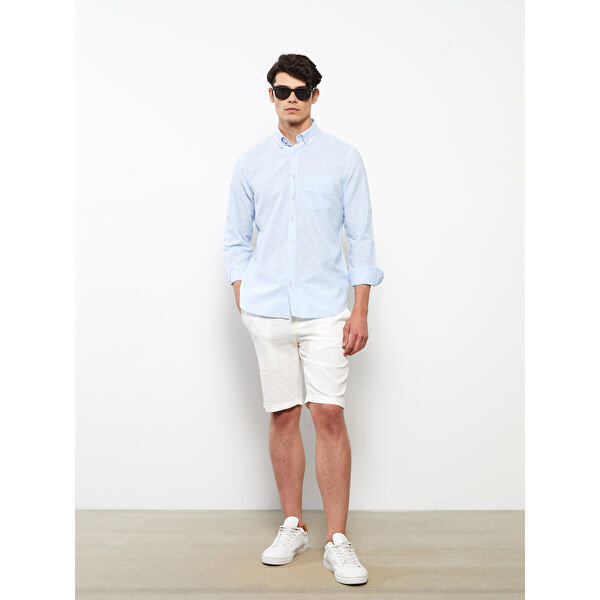 LCW BASIC Regular Fit Uzun Kollu Keten Erkek Gömlek LCW BASIC Regular Fit Uzun Kollu Keten Erkek Gömlek