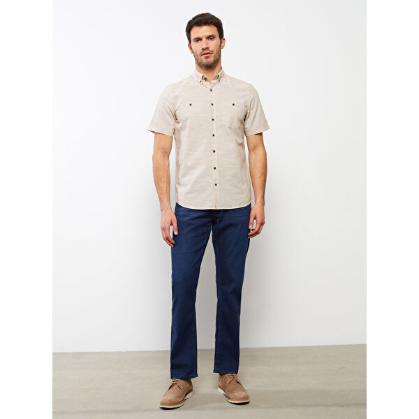 LCW BASIC Regular Fit Kısa Kollu Poplin Erkek Gömlek