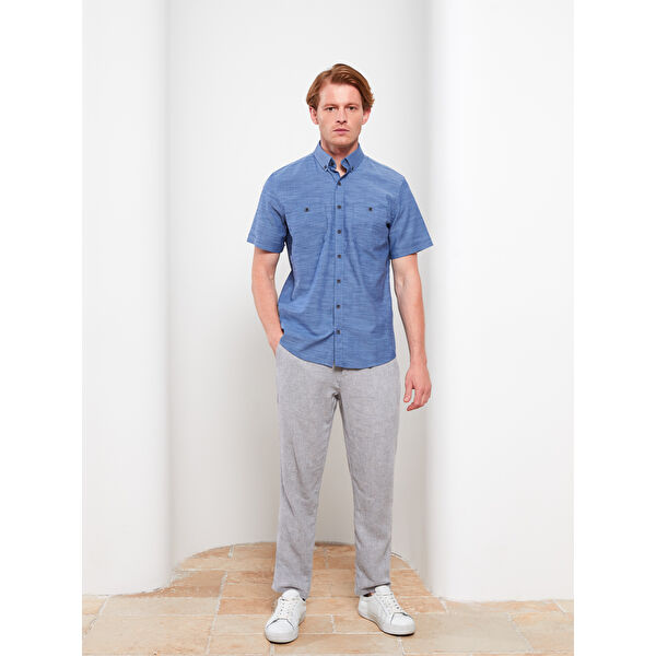 Regular Fit Kısa Kollu Poplin Erkek Gömlek Regular Fit Kısa Kollu Poplin Erkek Gömlek