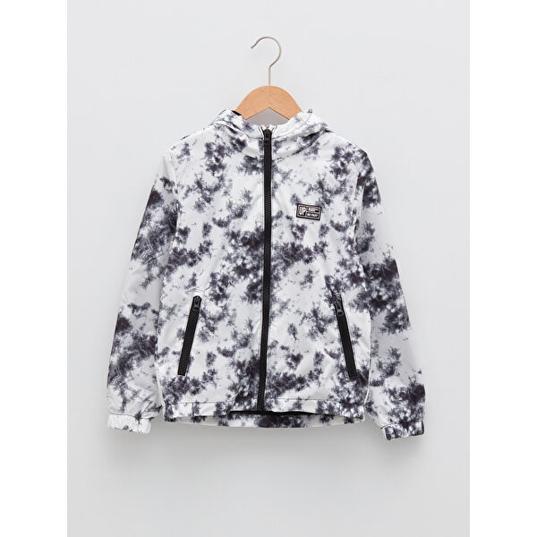 Kapüşonlu Batik Desenli Erkek Çocuk Mont Kapüşonlu Batik Desenli Erkek Çocuk Mont