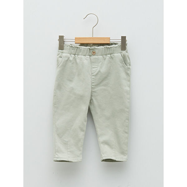 Beli Lastikli Basic Gabardin Kız Bebek Pantolon