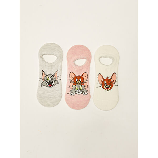 LCW DREAM Tom ve Jerry Baskılı Pamuklu Kadın Patik Çorap 3'lü Paket