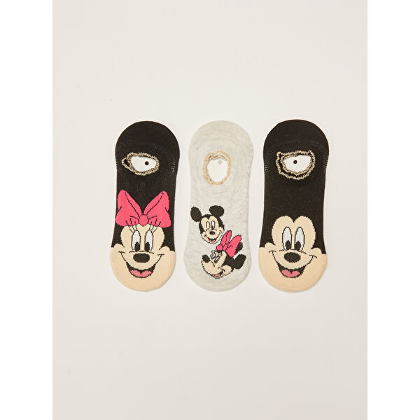 LCW DREAM Mickey Mouse Baskılı Kadın Patik Çorap 3'lü Paket
