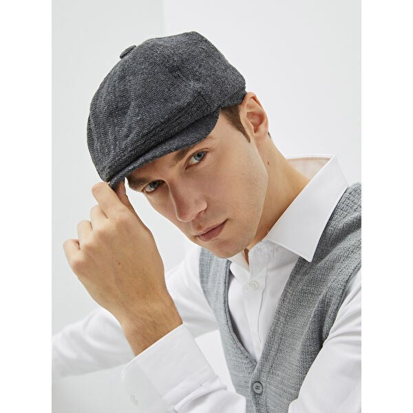 Desenli Kaşe Erkek Kasket Şapka