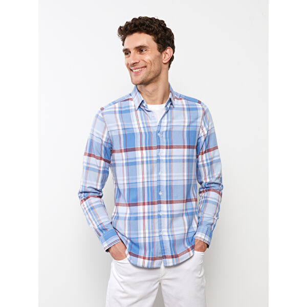 LCW CLASSIC Slim Fit Uzun Kollu Ekose Erkek Gömlek