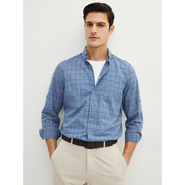 LCW CLASSIC Regular Fit Uzun Kollu Ekose Poplin Erkek Gömlek