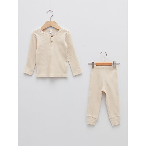 Bisiklet Yaka Uzun Kol Basic Erkek Bebek Pijama Takımı