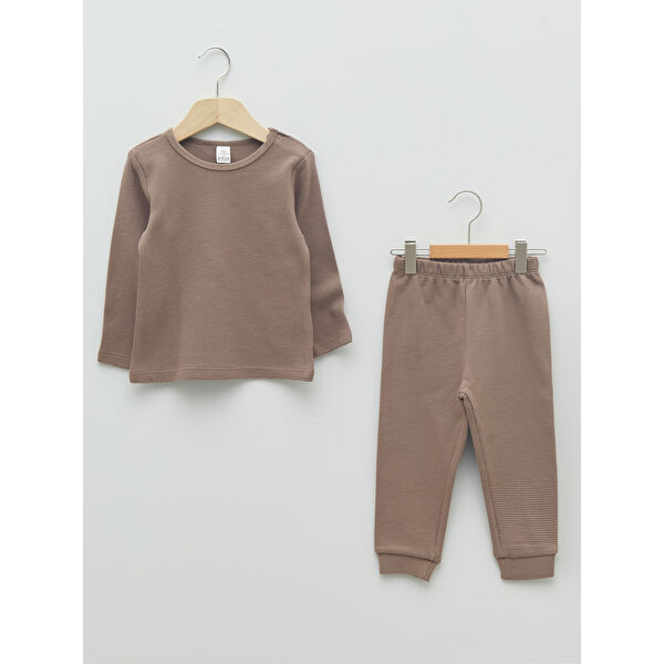 Bisiklet Yaka Uzun Kol Basic Erkek Bebek Pijama Takımı