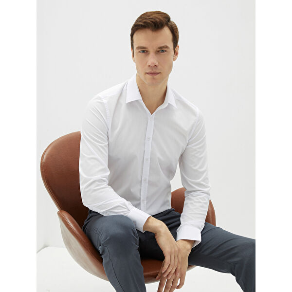 Slim Fit Uzun Kollu Poplin Erkek Gömlek Slim Fit Uzun Kollu Poplin Erkek Gömlek