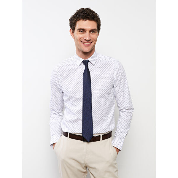 LCW FORMAL Slim Fit Uzun Kollu Desenli Poplin Erkek Gömlek