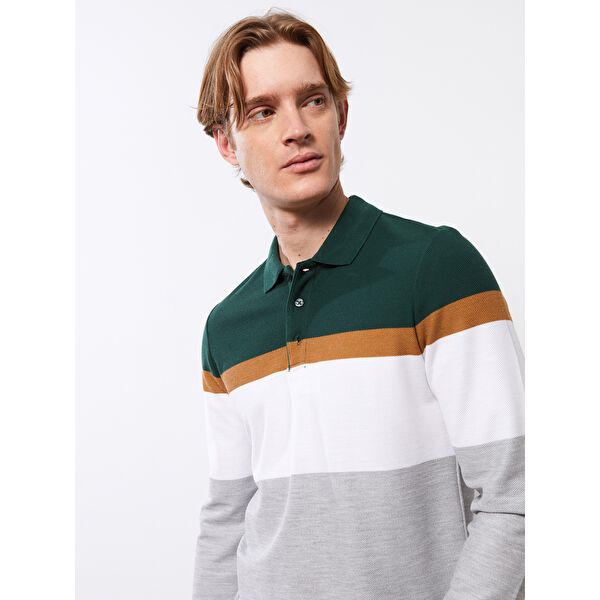 LCW CLASSIC Polo Yaka Uzun Kollu Çizgili Erkek Tişört