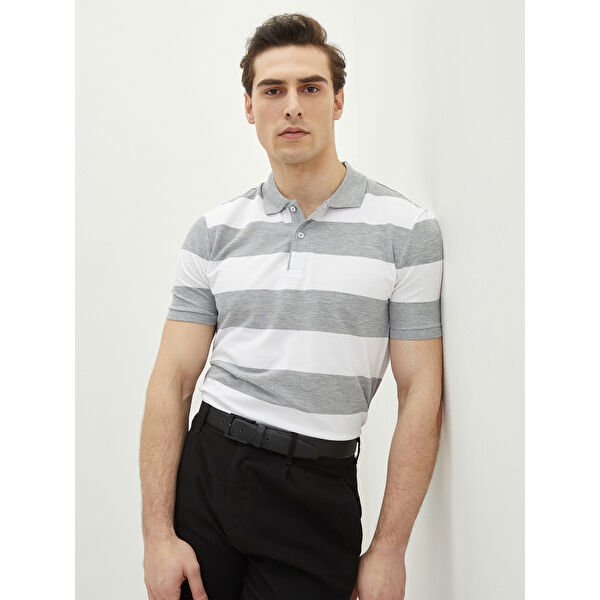 LCW CLASSIC Polo Yaka Kısa Kollu Çizgili Pike Erkek Tişört