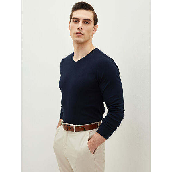 LCW BASIC V Yaka Uzun Kollu Penye Erkek Tişört