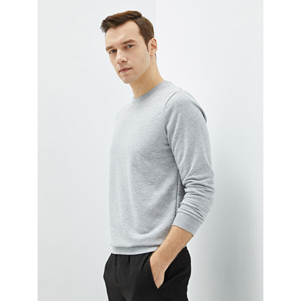 LCW BASIC Bisiklet Yaka Uzun Kollu Erkek Sweatshirt