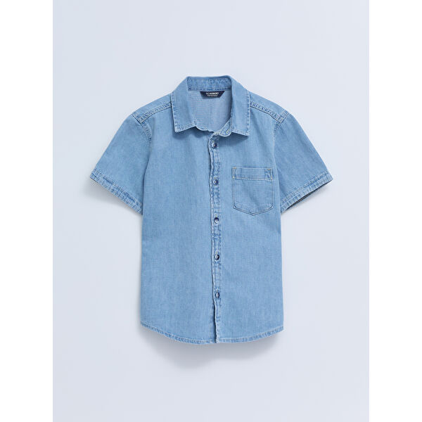 Basic Kısa Kollu Erkek Çocuk Jean Gömlek Basic Kısa Kollu Erkek Çocuk Jean Gömlek