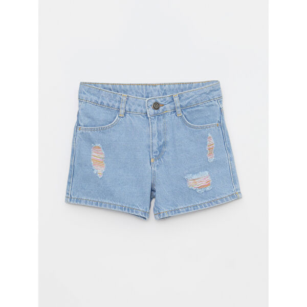 Yırtık Detaylı Kız Çocuk Jean Şort