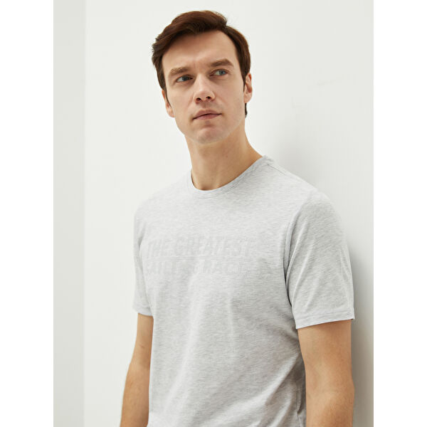 Bisiklet Yaka Kısa Kollu Baskılı Penye Erkek Tişört