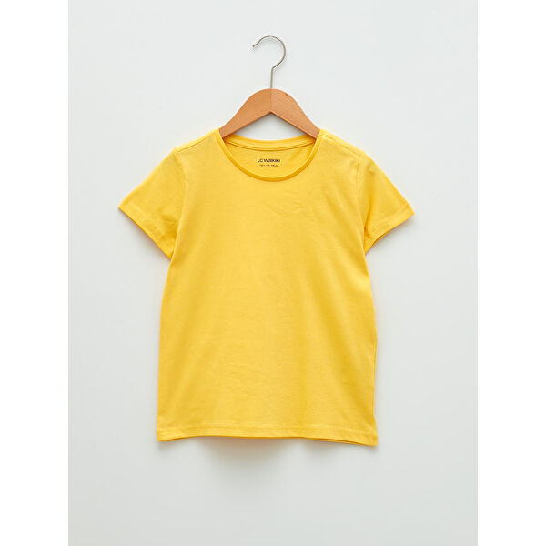 Bisiklet Yaka Basic Kısa Kollu Pamuklu Kız Çocuk Tişört