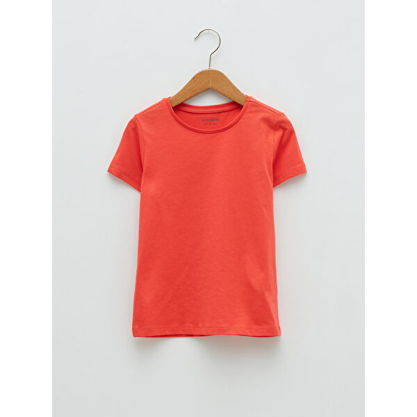 Bisiklet Yaka Basic Kısa Kollu Pamuklu Kız Çocuk Tişört