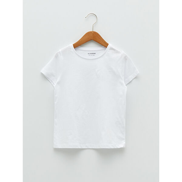 Bisiklet Yaka Basic Kısa Kollu Pamuklu Kız Çocuk Tişört