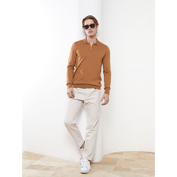 LCW BASIC Polo Yaka Uzun Kollu İnce Erkek Triko Kazak