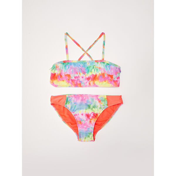 Esnek Kumaştan Baskılı Kız Çocuk Bikini