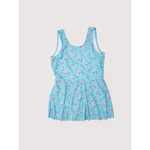 Esnek Kumaştan Baskılı Kız Çocuk Etekli Mayo