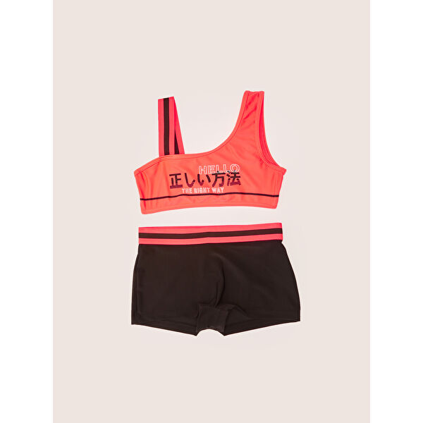 Esnek Kumaştan Baskılı Kız Çocuk Bikini