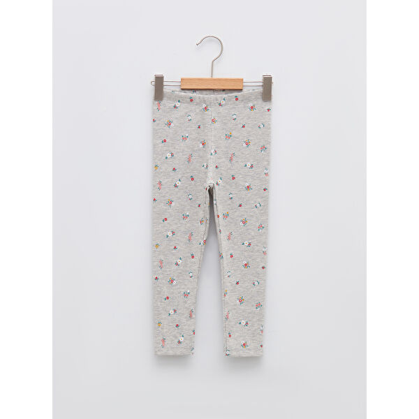 Beli Lastikli Desenli Pamuklu Kız Bebek Tayt