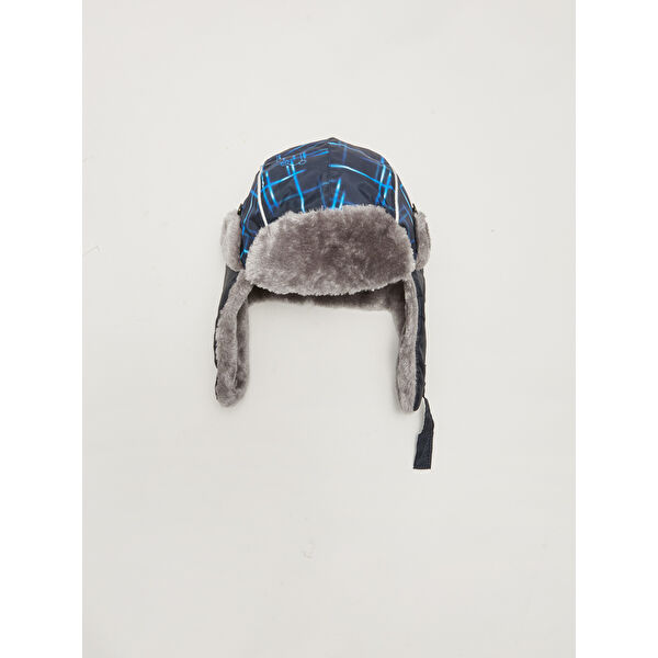 Erkek Çocuk Desenli İçi Pelüş Kürklü Şapka