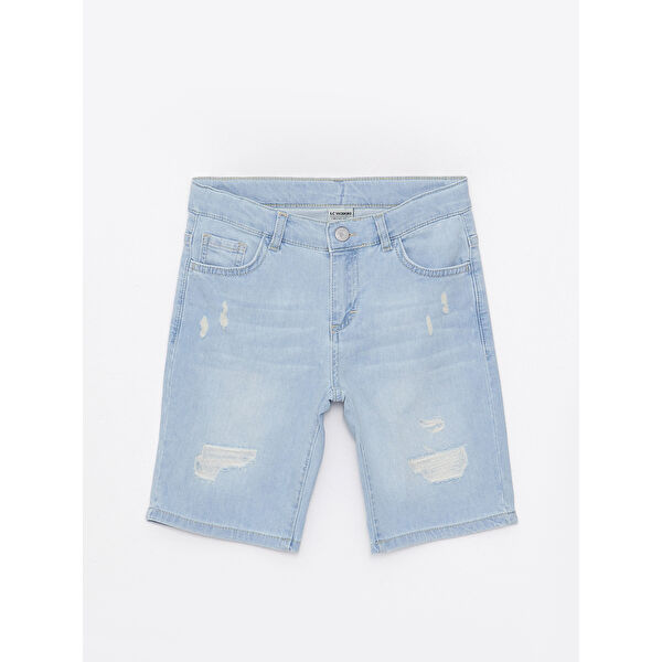 Yırtık Detaylı Pamuklu Erkek Çocuk Jean Şort