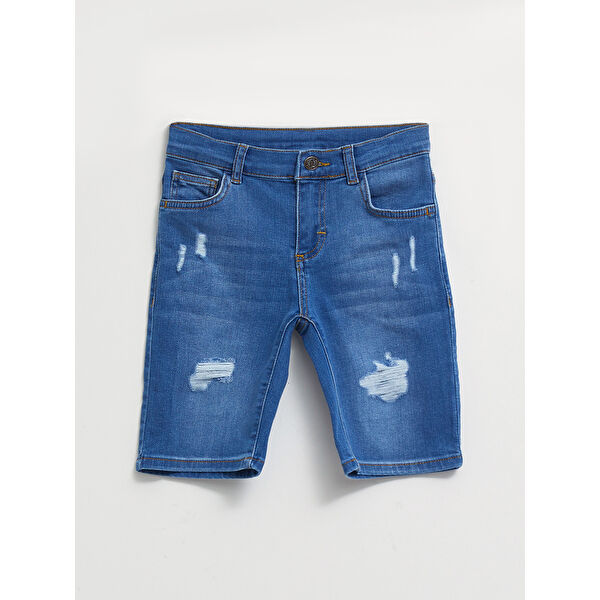 Yırtık Detaylı Pamuklu Erkek Çocuk Jean Şort