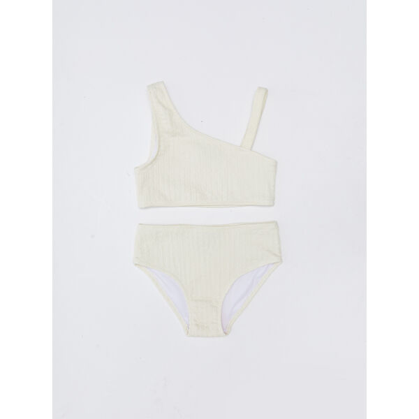 Esnek Kumaş Kendinden Desenli Kız Çocuk Bikini