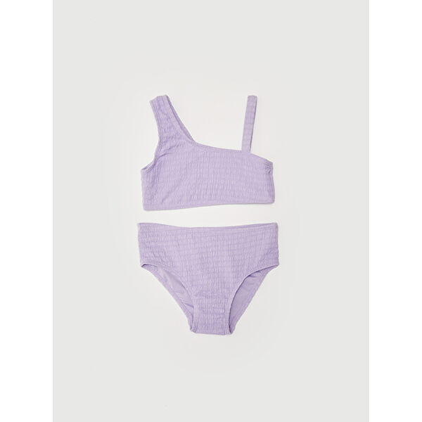 Esnek Kumaş Kendinden Desenli Kız Çocuk Bikini