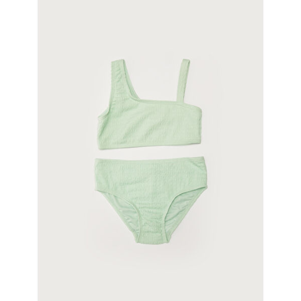 Esnek Kumaş Kendinden Desenli Kız Çocuk Bikini